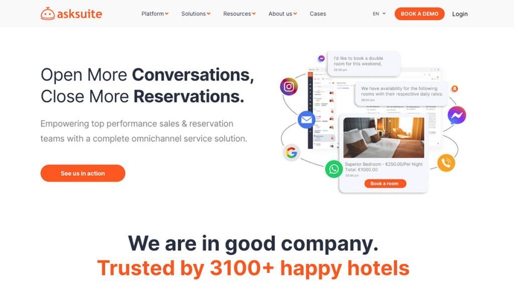Atendimento Omnichannel com IA para Hotelaria | Asksuite